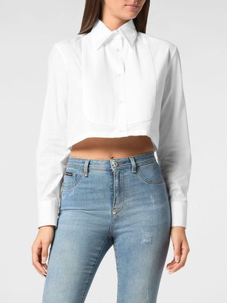 Philipp Plein Chemise courte en coton avec plastron et dos en V