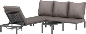 OUTSUNNY Ensemble de 2 bains de soleil inclinables avec matelas d&eacute;houssables