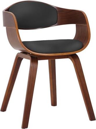 Clp Chaise Retro Kingston en Similicuir I Chaise De Salle A Manger avec Accoudoirs I Si&egrave;ge Et Dossier Rembourr&eacute;s I Pi&eacute;tement en Bois, Couleur:Noyer/Noir