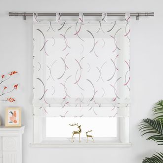 Joyswahl Raffrollo mit Schlaufen Lichtdurchlässig Raffgardinen Wohnzimmer Fenster Vorhänge raffrollos für Fenster ohne Bohren Modern HxB 140 x 100 cm Violett 1