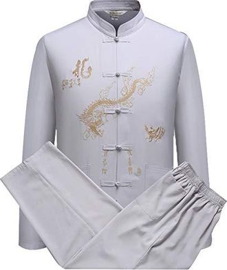 Keephen Chinois Vêtements Costume Tang - Traditionnel China Ancient Costume Arts Martiaux Tangzhuang Kung Fu Manche Longue/Manche Courte Veste Suits Chemise O