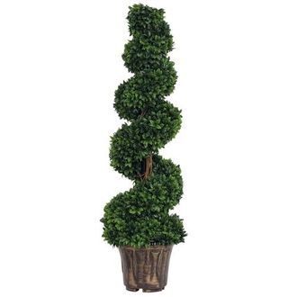 OUTSUNNY Plante Artificielle topiaire Buis Arbre Artificiel en Forme de Spirale dim. &Oslash; 32 x 120H cm Vert