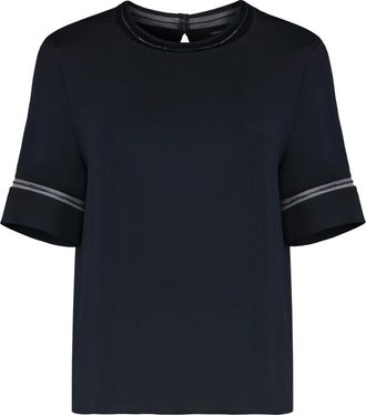 Fabiana Filippi Femme, Tops, Bleu, Taille: 38 FR Top en cr&ecirc;pe de Chine