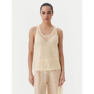 Pinko Top Waiting canottiera rete Beige Slim Fit