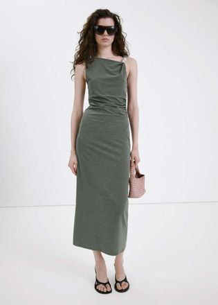 Mango Figurbetontes Kleid mit Metalldetail gr&uuml;n - Damen - XS - MANGO