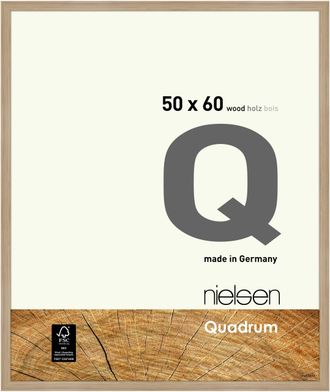 Nielsen Design Bilderrahmen, 50 x 60 cm, Holz, Eiche Natur, Posterrahmen zum Aufhängen im Hoch- & Querformat, Echtglas, Quadrum