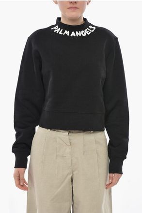Palm Angels Cropped-Fit Crewneck Sweatshirt SEASONAL LOGO size Xs