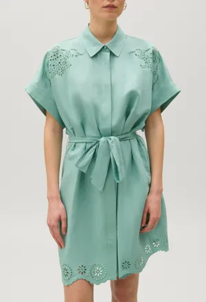 Claudie Pierlot Robe chemise courte broderie anglaise