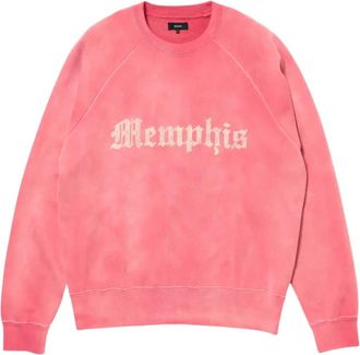 Beams Plus Homme, Sweatshirts et sweats &agrave; capuche, Rouge, Taille: L Fade Print Raglan Crew Neck