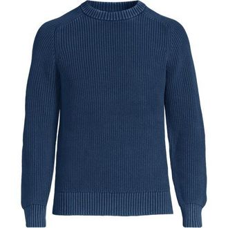 Lands End DRIFTER Pullover im Shaker-Rippstrick, Herren, Größe:56-58 regular, Blau, Baumwolle, by Lands End
