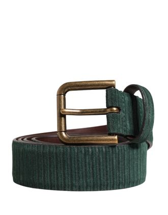 Dolce & Gabbana Men Green Velvet Leather Metal Buckle Belt Calf