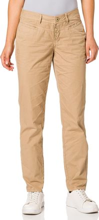 Taifun Damen 7/8 Chino mit Knopfleiste Hose Freizeit verkürzt unifarben 7/8 Länge Warm Sand 34