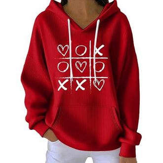 Generic Pull &agrave; capuche en coton pour femme | Sweat &agrave; capuche doux d&eacute;contract&eacute; &agrave; manches longues imprim&eacute; pour lautomne et lhiver en polaire thermique, rose, XX