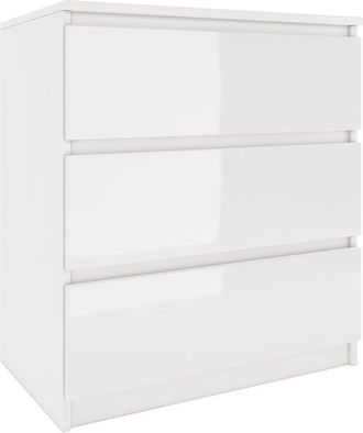 Topeshop Topeshop - Commode moderne 3 tiroirs 77x70x40 cm - Corps en panneau de particules lamin&eacute; - Finition PVC - Meuble de rangement contemporain