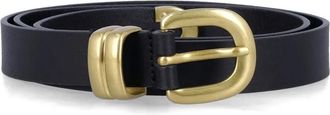 By Malene Birger G&uuml;rtel - Leather Belt With Polished Gold Buckle And Adjusta - Gr. ONE SIZE - in Schwarz - f&uuml;r Damen