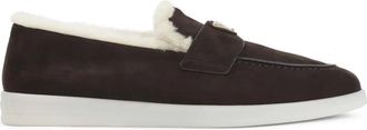 Prada Loafer - Brown Suede Loafers With Shearling Lining And Mini - Gr. 7_5 - in Schwarz - für Damen