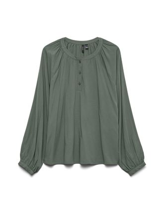 Vero Moda Damen Vmbella Ls Placket Top WVN Ga Noos, Laurel Wreath, XL