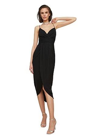Trendyol Black Ribbon Dress Robe de Cocktail, Noir, 40 Femme