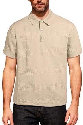 Generic Polo pour homme, manches courtes, col &agrave; revers boutonn&eacute;, tunique d&eacute;t&eacute; formelle, haut de golf, tendance, coupe ample, grande taille, chemise boutonn&eacute;e,