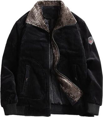 Generic Veste de camionneur doubl&eacute;e Sherpa pour homme, manteau en laine matelass&eacute;, nouveau cadeau dhiver en velours c&ocirc;tel&eacute; et col montant, haut d&eacute;contract&eacute;, v