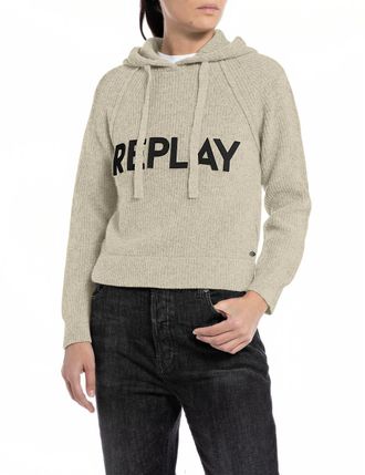 Replay Damen Hoodie mit Kapuze, Pearl Grey 772 (Grau), XXS