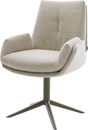 DELIFE Esszimmerstuhl Clea-Flex Fu&szlig;kreuz Effektfinish Titan Webstoff Soft Beige 360&deg; drehbar Wippfunktion