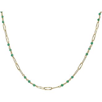 OrusBijoux Collier Argent Dor&eacute; Maillon Pierre Onyx Vert