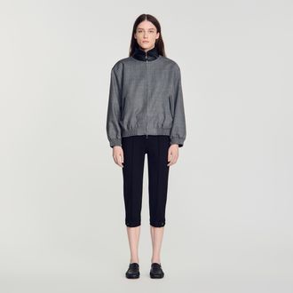 Sandro Blouson oversize col en cuir