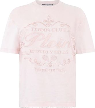 Philipp Plein Femme, Tops, Rose, Taille: 42 FR Washed Fit T-Shirt Tennis Club