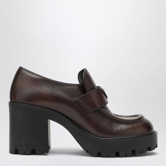 Prada Braune Loafer mit Plateau und Absatz