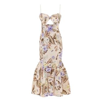 Zimmermann Coco Tie Front Midi Dress - - Dresses - Damen - Beige - XS