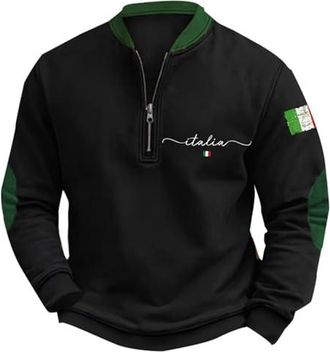 Generic Pull avec Demi-Fermeture Éclair pour lAutomne et lhiver Maglione Con Mezza Zip da Uomo Sweat-Shirt Imprimé Italie Fashion Homme Pull Top T-Shirts à Ma