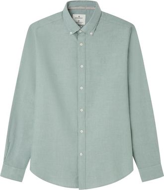 Springfield Herren Oxford Tencel Shirt with Peach Melange Hemd, kaki, M