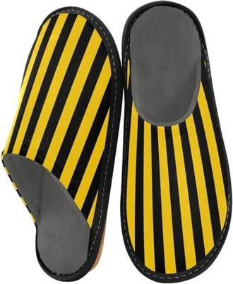 HMZXZ Pantoufles dintérieur à rayures noires et jaunes pour homme et femme, multicolore, 37/38 EU
