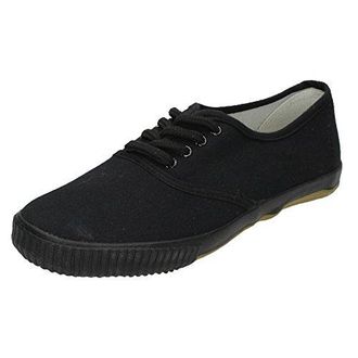 Spot On Baskets plates en toile à lacets Oxford pour homme, Noir, 44 EU