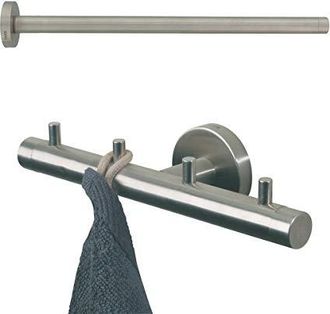 Tiger Boston Teleskop Handtuchhalter, ausziehbar 350-600 mm, Edelstahl gebürstet + Boston Hakenleiste, Edelstahl gebürstet