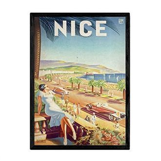 Nacnic Poster vintage de voyage &agrave; Nice - Feuilles de d&eacute;coration dint&eacute;rieur avec images vintage et de publicit&eacute; antique, tableaux de d&eacute;coration r&eacute;tro format A