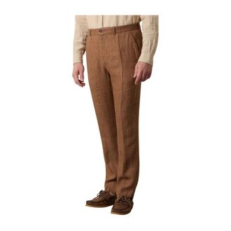 Brooks Brothers Leinen-Fischgrat-Hose - - Trousers - Herren - Braun - W36