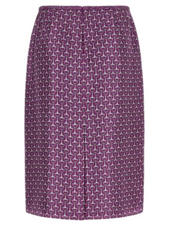 Gucci Womens Purple Silk Midi Skirt