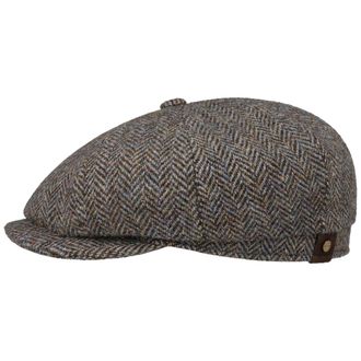 Stetson Hatteras Schirmm&uuml;tze Fischgrat Harris Tweed Made in EU Herren anthrazit-beige 58 cm