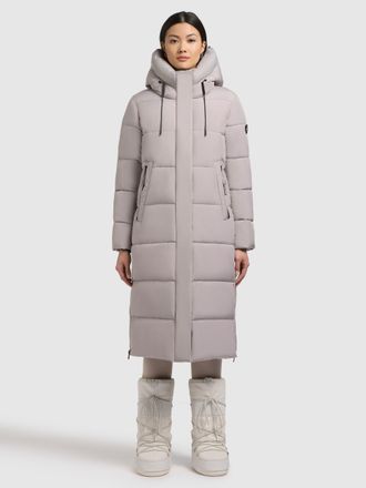 Khujo Steppmantel KHUJO VELIA, Damen, Gr. XXL, blizzard grau, 100% Polyester, unifarben, eingesetzt elastischer Bund mit Windstopper, M&auml;ntel Steppmantel, To