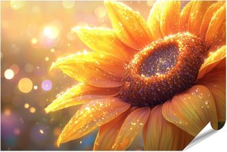 Islandburner XXL Bild Poster Sonnenaufgang auf einer Sonnenblume mit Tautropfen Premium Bilder Fotodruck