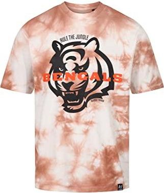 Recovered Clothing Cincinnati Bengals NFL Tie-Dye Relaxed Oversized T-Shirt Brown White