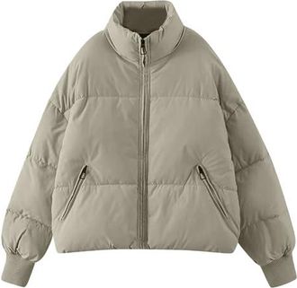 Generic Vestes dhiver courtes pour femmes, manteau bouffant, chaud, isol&eacute;, fermeture &eacute;clair, veste dext&eacute;rieur pour temps froid, l&eacute;g&egrave;re, matelass&eacute;e avec poches