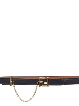 Fendi Womens Two-Tone Leather Reversible Belt Black Calf