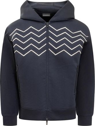 Emporio Armani Homme, Sweatshirts et sweats &agrave; capuche, Bleu, Taille: XL Long Sleeve Zip-through SweaT-shirt