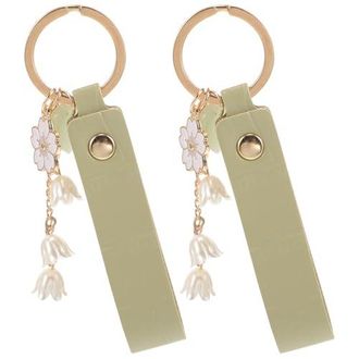 Supvox Lot de 2 Porte-Cl&eacute;s D&eacute;coratifs de Perles Breloques pour Paquet &agrave; Main et Paquet &agrave; Dos Pendentifs L&eacute;gers Verts Accessoires Pratiques pour Cl&eacute;s de Voitu