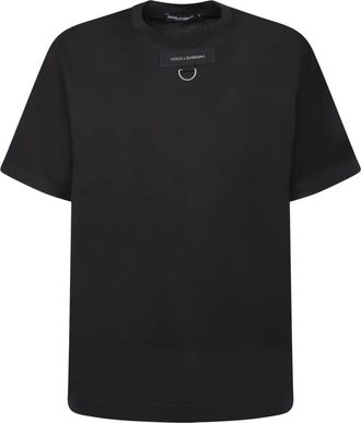 Dolce & Gabbana Homme, Tops, Noir, Taille: XS T-shirt en coton. Couleur noire