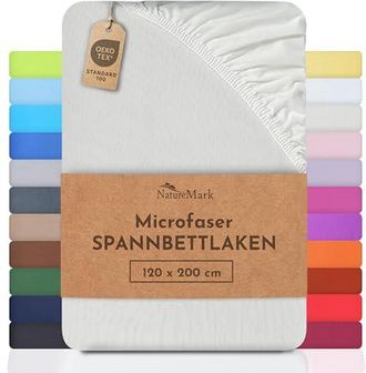 NatureMark Mikrofaser SPANNBETTLAKEN zum Sparpreis! viele Größen und Farben Markenware (120x200 cm, Natur/Creme)