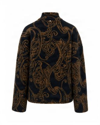 Liu Jo Paisley Knit Bomber Jacket - Navy